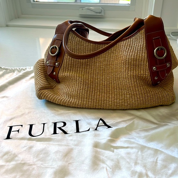 Furla | Bags | Furla Straw Woven And Leather Aida Bag | Poshmark